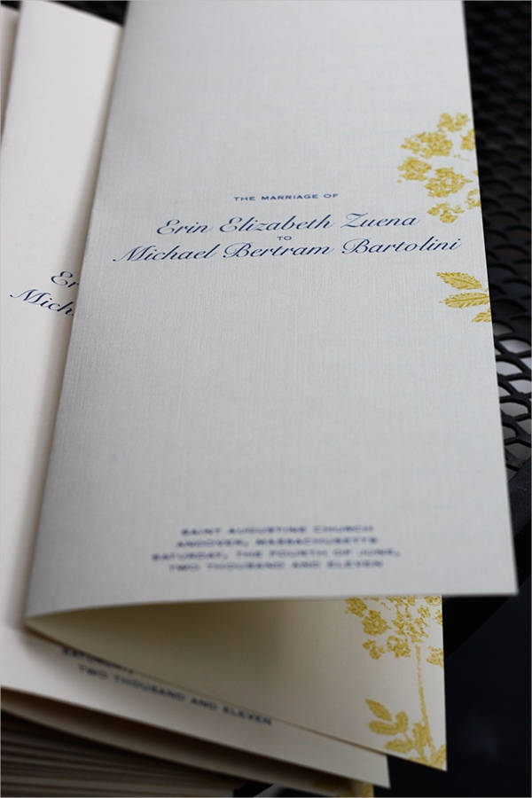 Free Wedding Program Templates 9 Free PSD Vector AI EPS Format 