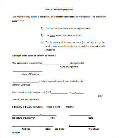 Letter Of Employment Verification - 7+ Free Word, PDF Documents Download