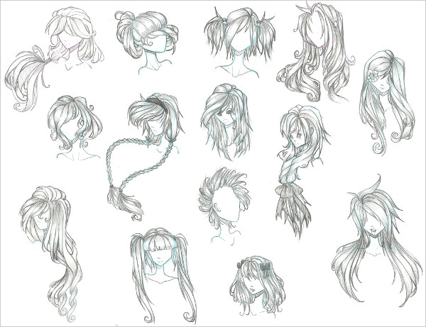 Hair Drawings 9 Free PSD Vector AI EPS Format Download