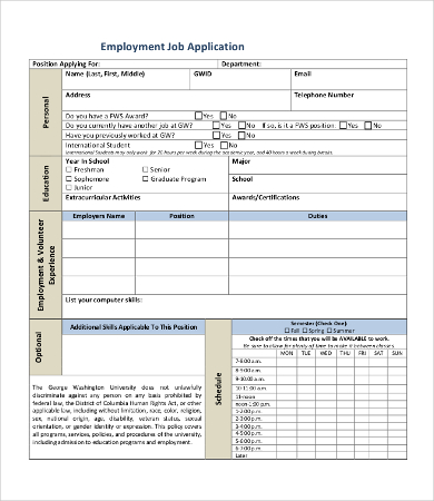 Sample Job Application - 7+Free Word, PDF Documents Download