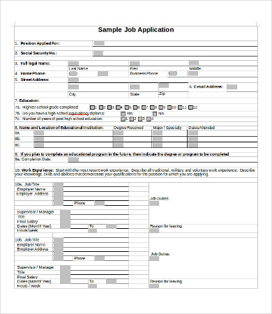 Sample Job Application - 7+Free Word, PDF Documents Download