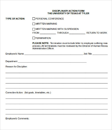 Disciplinary Action Form - 21+ Free Word, PDF Documents Download