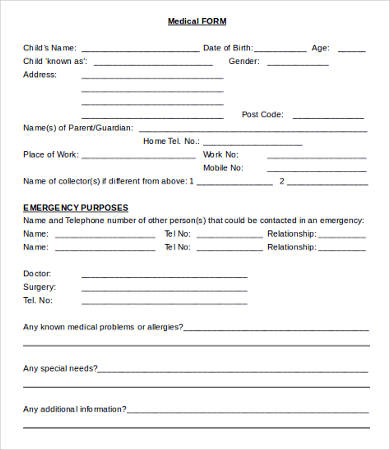 13+ Sample Free Medical Forms in Word | Google Docs | PDF