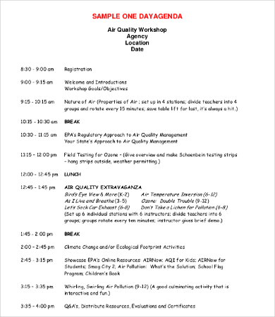 Day Agenda Templates - 8+ Free Word, PDF Documents Download