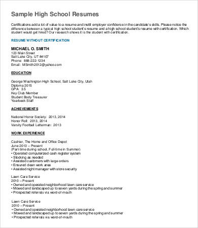 10+ Sample High School Resume Templates - PDF, DOC