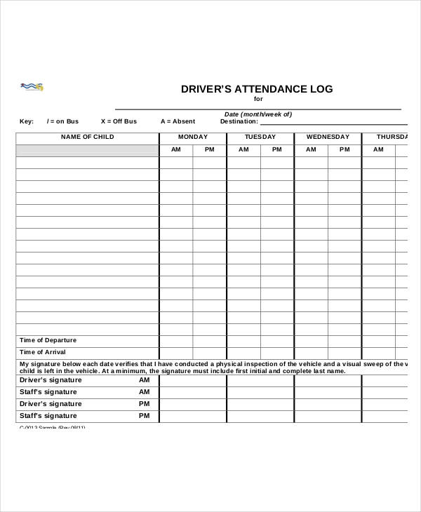 Attendance Log Templates - 9+ Free PDF Documents Download