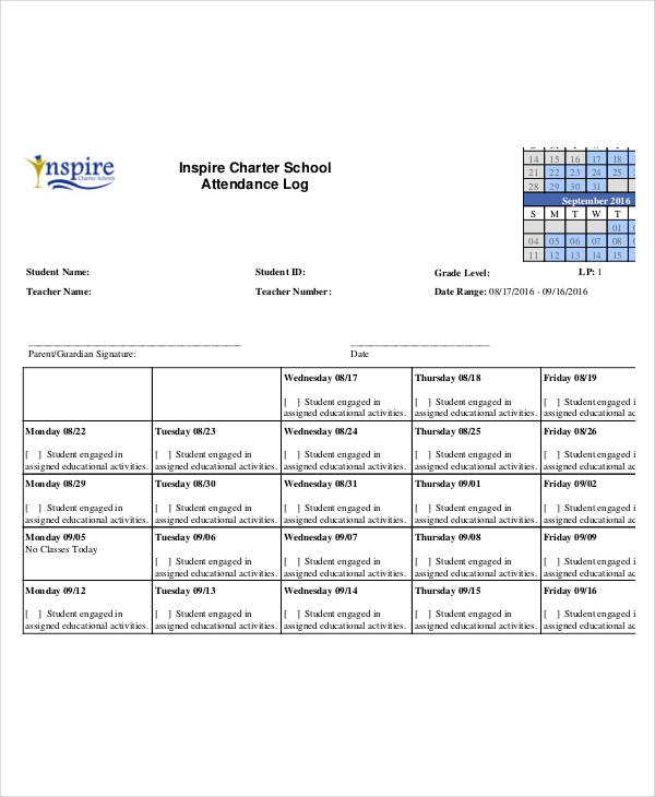 Attendance Log Templates - 9+ Free PDF Documents Download