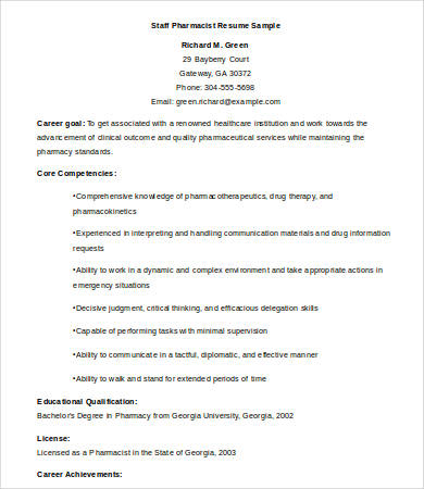 18+ Pharmacist Resume Templates - PDF, DOC