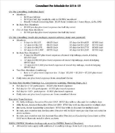 Fee Schedule Template - 14+Free Word, PDF Documents Download