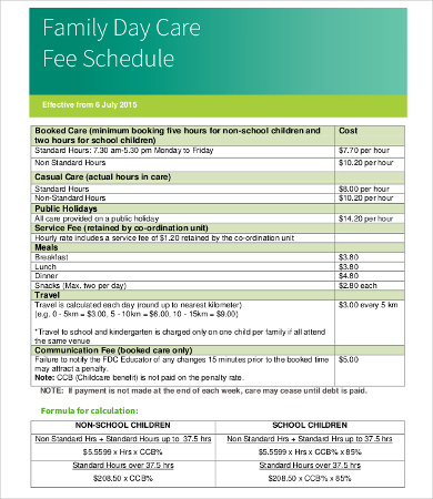 Fee Schedule Template - 14+Free Word, PDF Documents Download