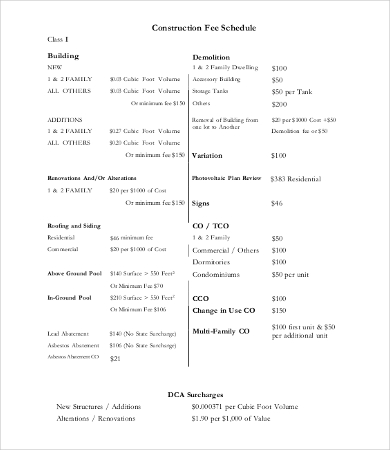 Fee Schedule Template - 13+Free Word, PDF Documents Download