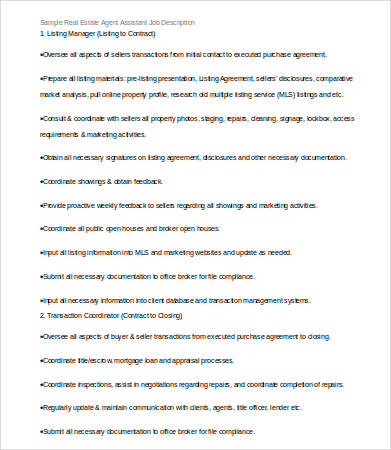 Real Estate Agent Job Description - 9+ Free Word, PDF Documents Download