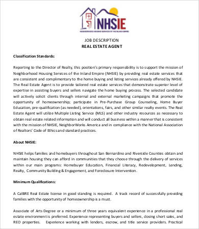 Real Estate Agent Job Description - 9+ Free Word, PDF Documents Download