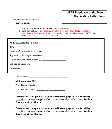 Nomination Letters - 9+Free Word, PDF Documents Download