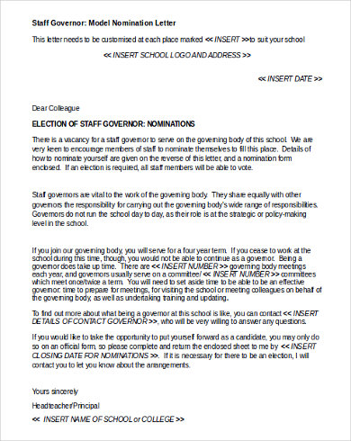 Nomination Letters - 9+Free Word, PDF Documents Download