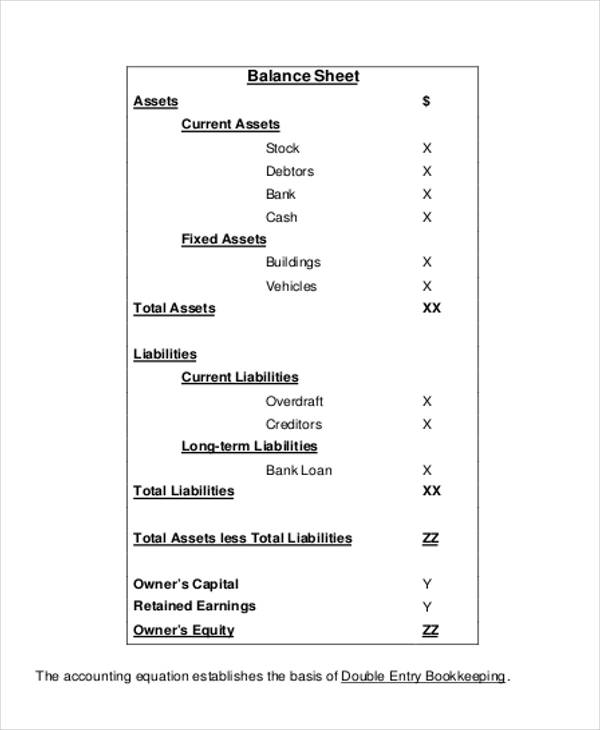 Printable Accounting Sheet