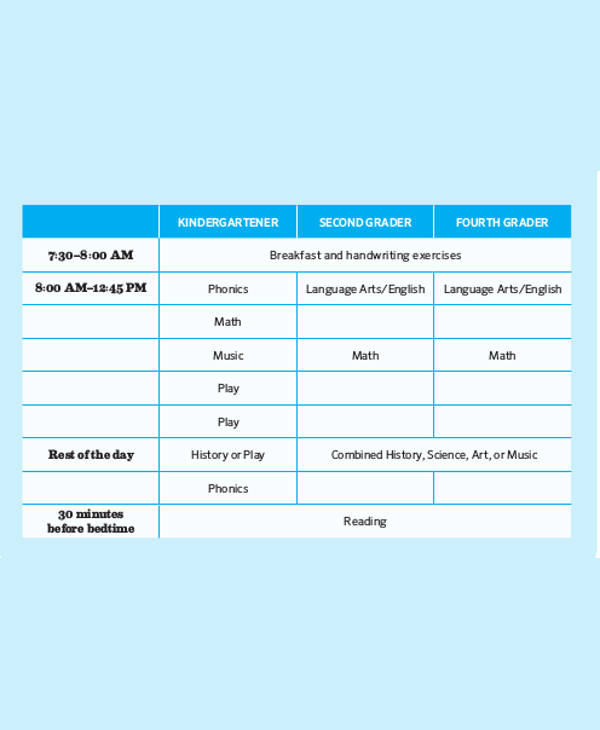 8+ Homeschool Schedule Templates - Word, Docs