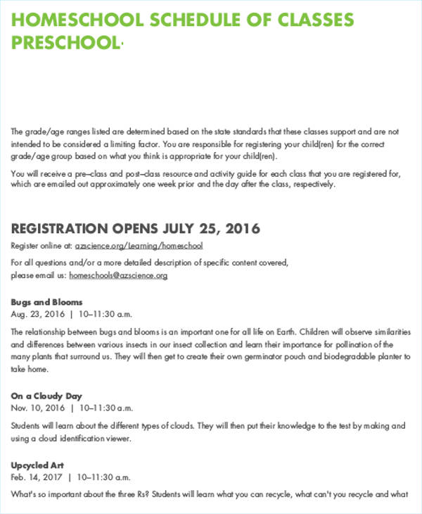 8+ Homeschool Schedule Templates - Word, Docs