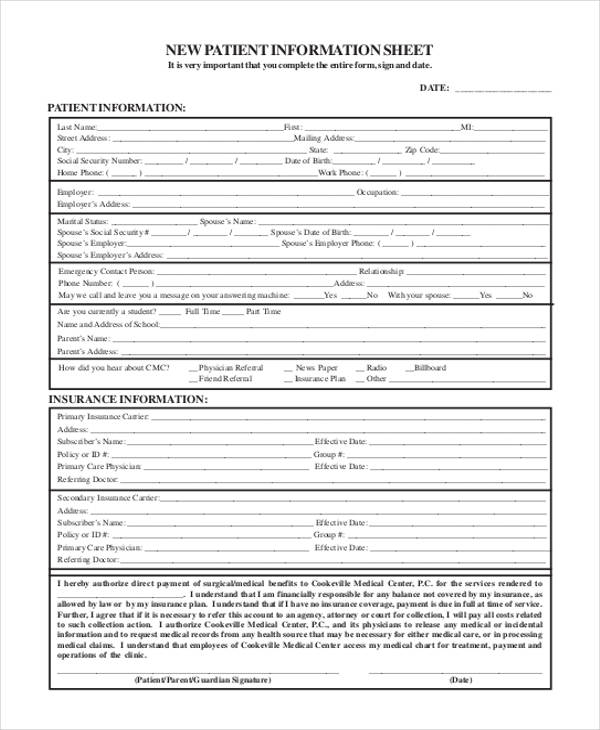 8+ Patient Sign In Sheet Templates