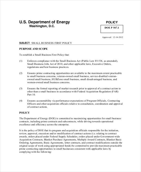 Business Policy Template TUTORE ORG Master Of Documents