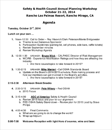 Workshop Agenda Template - 11+ Free Word, Excel, PDF Documents Download