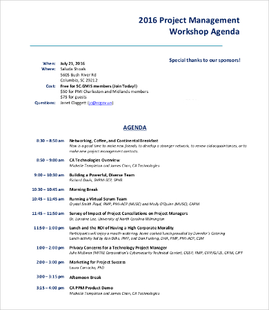Workshop Agenda Template - 11+ Free Word, Excel, PDF Documents Download