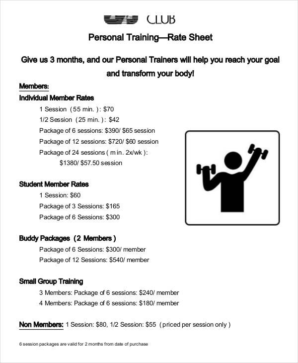 Rate Sheet Template - 11+ Free Sample, Example, Format