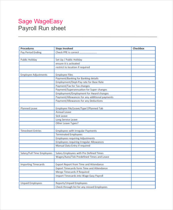 Run Sheet Template - 11+ Free Sample, Example, Format
