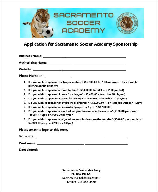 8+ Sponsorship Application Templates – Free Sample, Example, Format ...