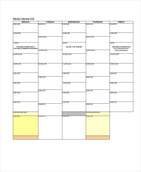 Excel Class Schedule Templates - 8+ Free Word, Excel, PDF Documents ...