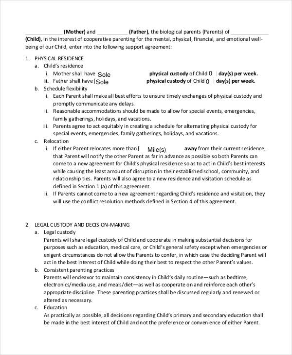 Voluntary Child Support Agreement Letter Between Parents For Your Needs 
