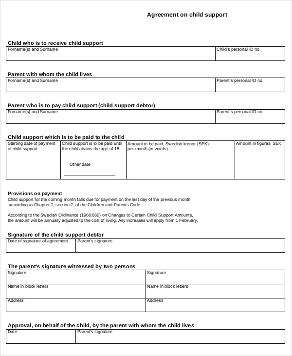 15+ Child Support Agreement Templates - PDF, DOC