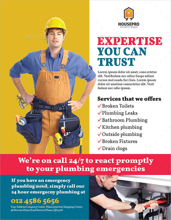 13 Beautiful Plumber Flyers Word PSD AI