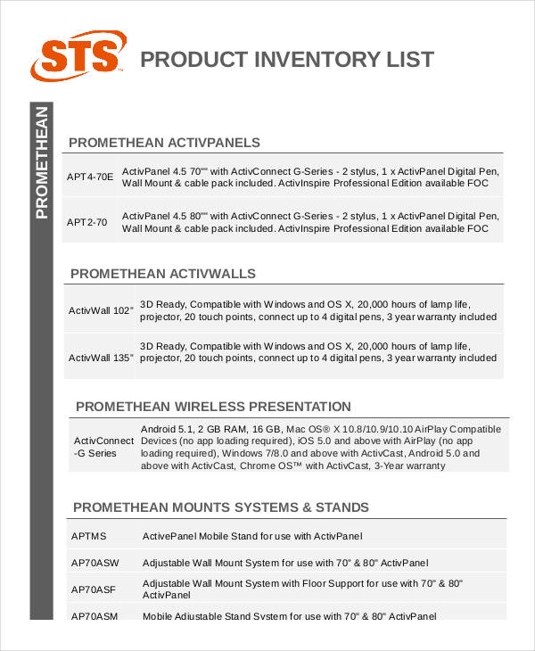 Product List Template - 9+ Free PDF Documents Download