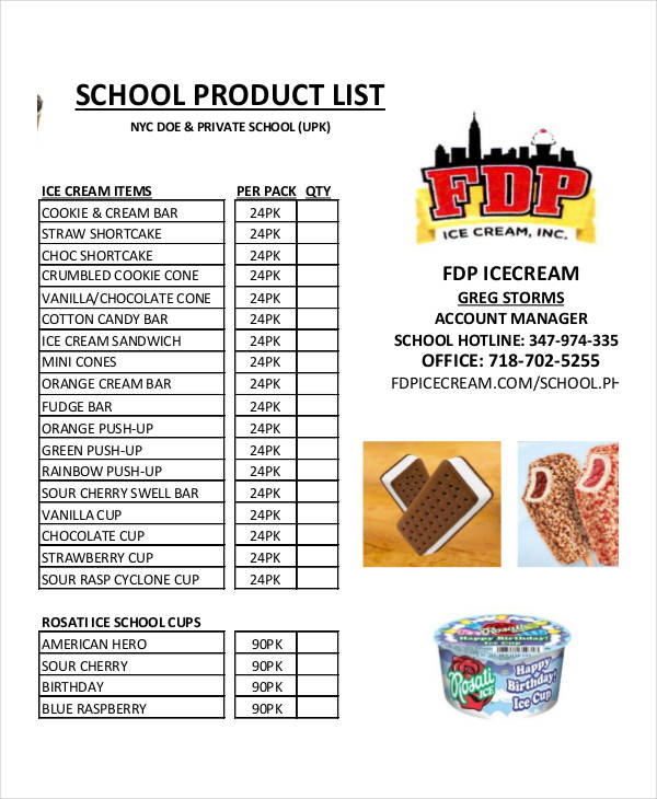 Product List Template - 9+ Free PDF Documents Download