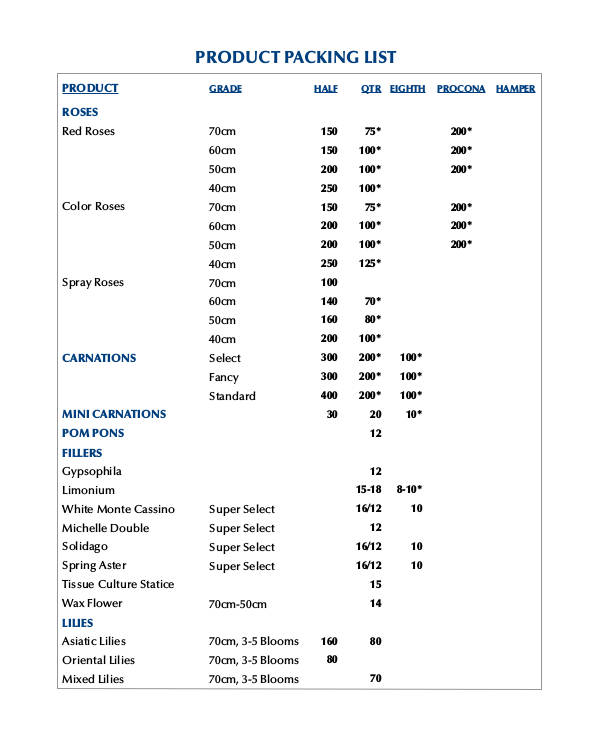 Product List Template - 9+ Free PDF Documents Download