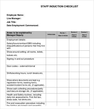 17+ Sample Induction Checklist Template - PDF, Word Format Download