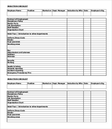17+ Sample Induction Checklist Template - PDF, Word Format Download