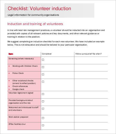 17+ Sample Induction Checklist Template - PDF, Word Format Download