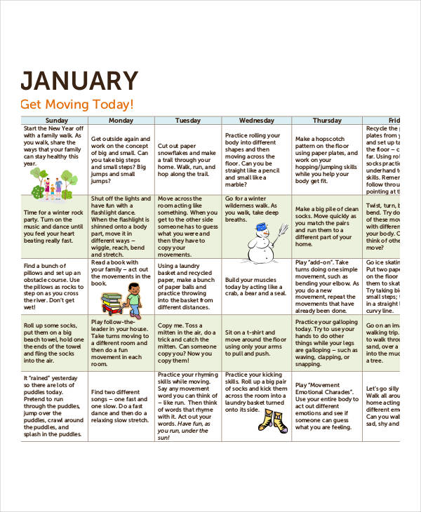 Activity Calendar Template - 12+ Free PDF, Docs, Word Format Download