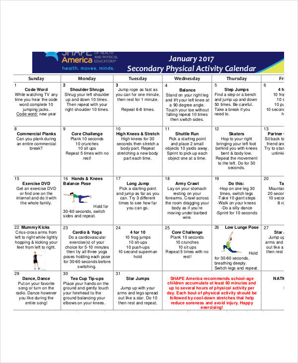 Activity Calendar Template - 12+ Free PDF, Docs, Word Format Download