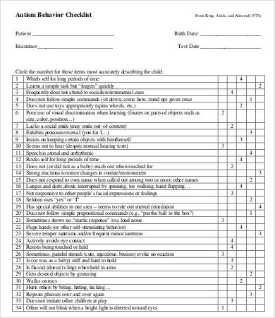 12+ Child Behavior Checklist Template - PDF Documents Download