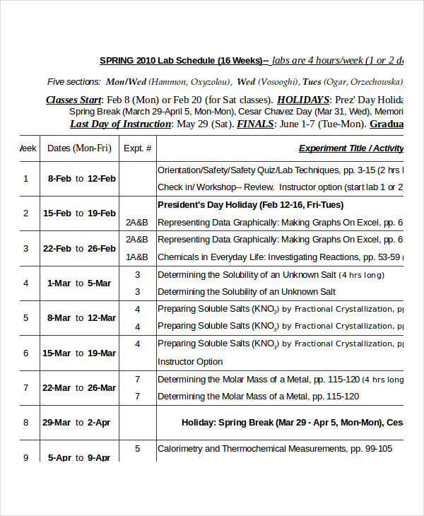 Excel Weekly Schedule Templates - 8+ Free Excel Documents Download