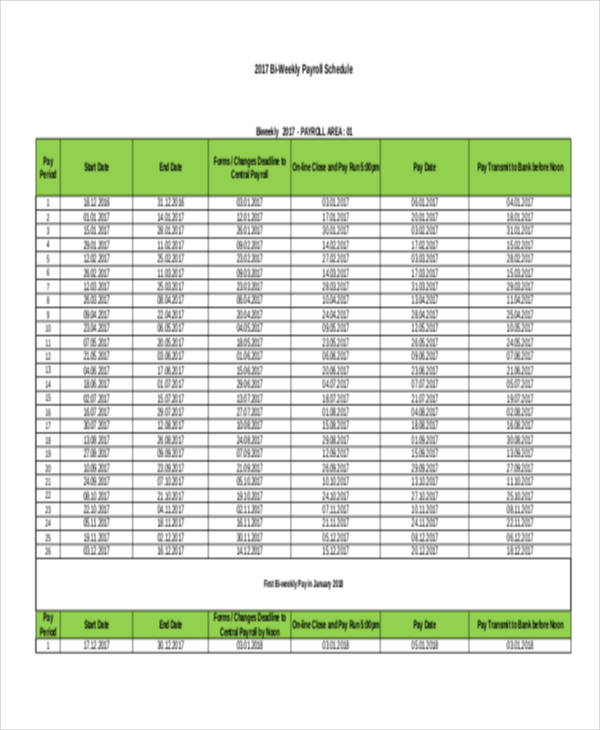 9 Payroll Schedule Templates Word Docs