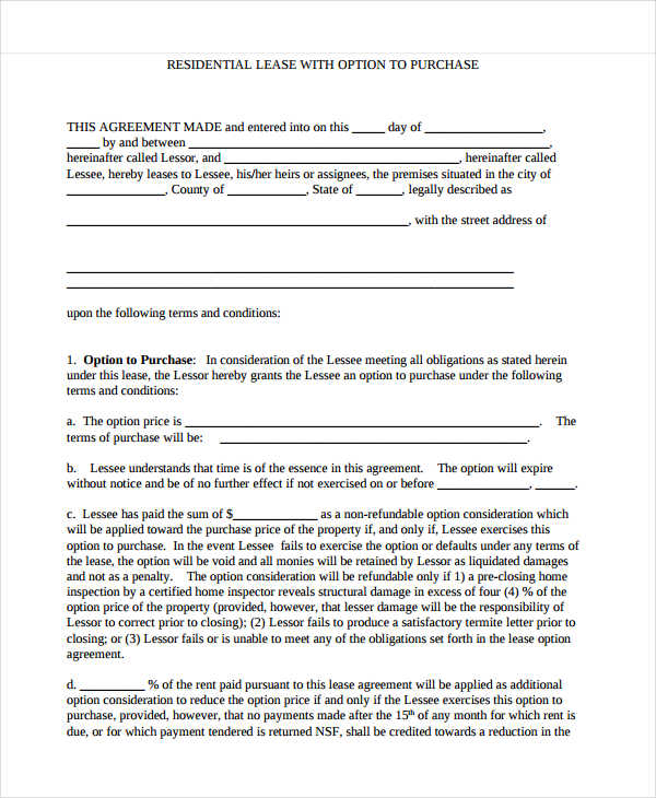 Free Printable Rent To Own Contract Free Printable Templates