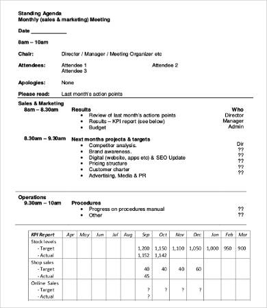 Monthly Agenda Templates - 9+ Free Word, PDF Documents Download