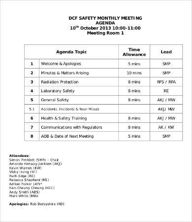 Monthly Agenda Templates - 9+ Free Word, PDF Documents Download