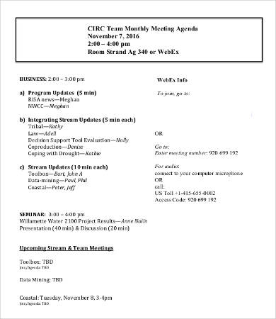 Monthly Agenda Templates - 9+ Free Word, PDF Documents Download