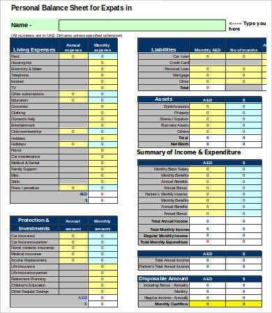 Personal Balance Sheet Template - 18+ Word, Excel, PDF Documents Download