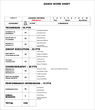 Score Sheet Template - 29+ Free Word, PDF Documents Download